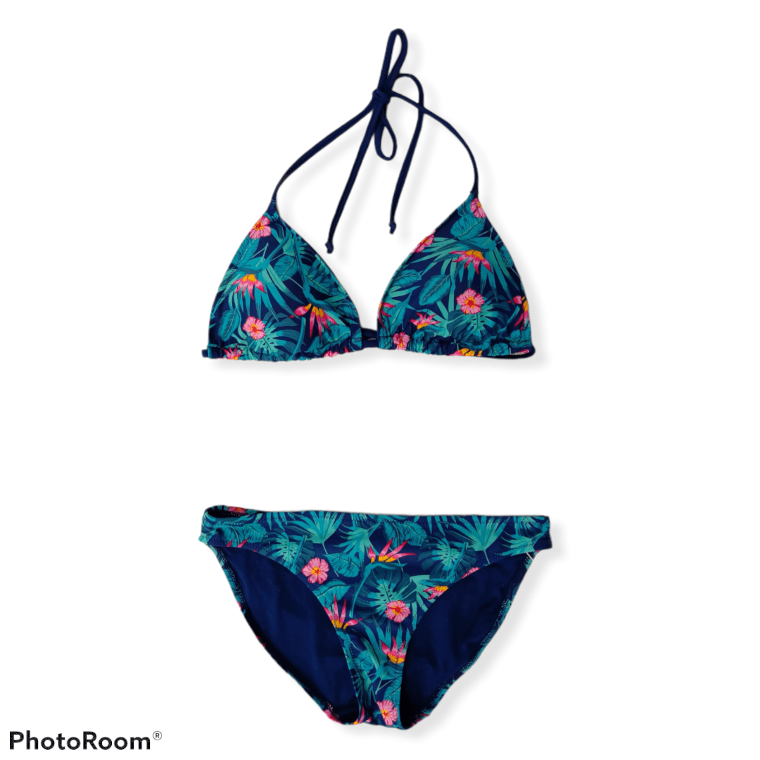 Flowery Dark Blue Bikini